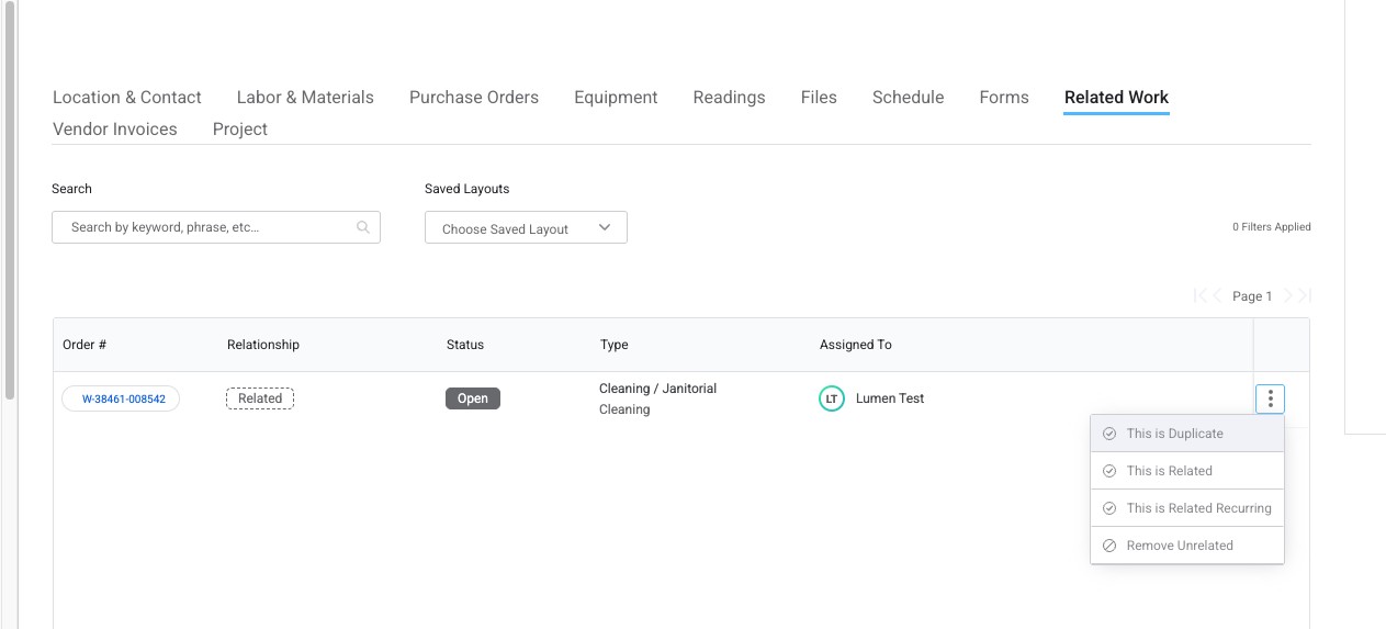 Related Work Orders – Prism Support Center