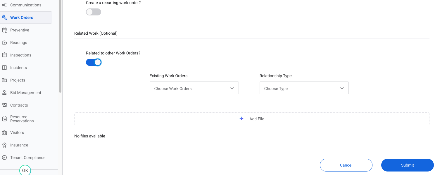 Related Work Orders – Prism Support Center