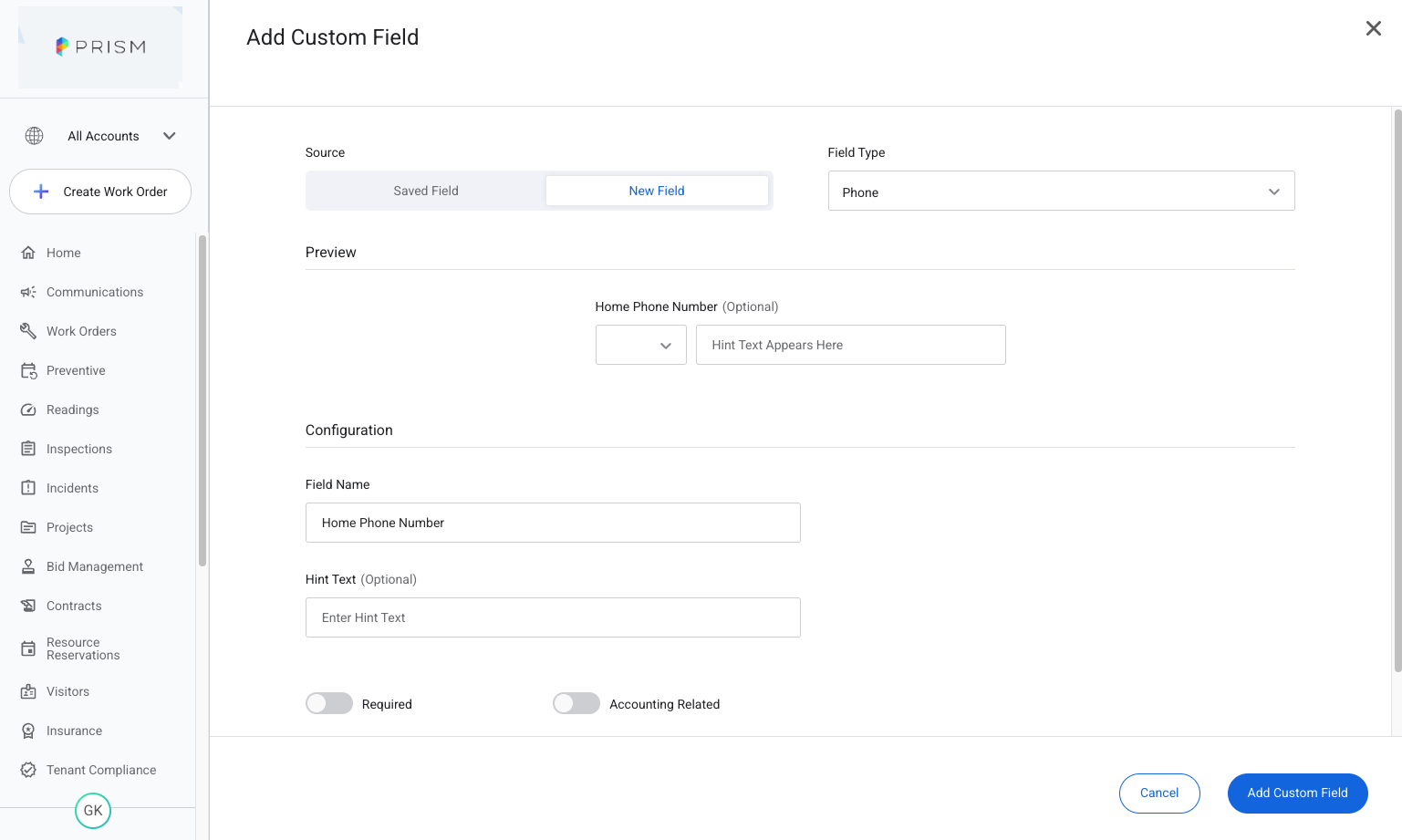 Adding Forms to Work Orders – Prism Support Center