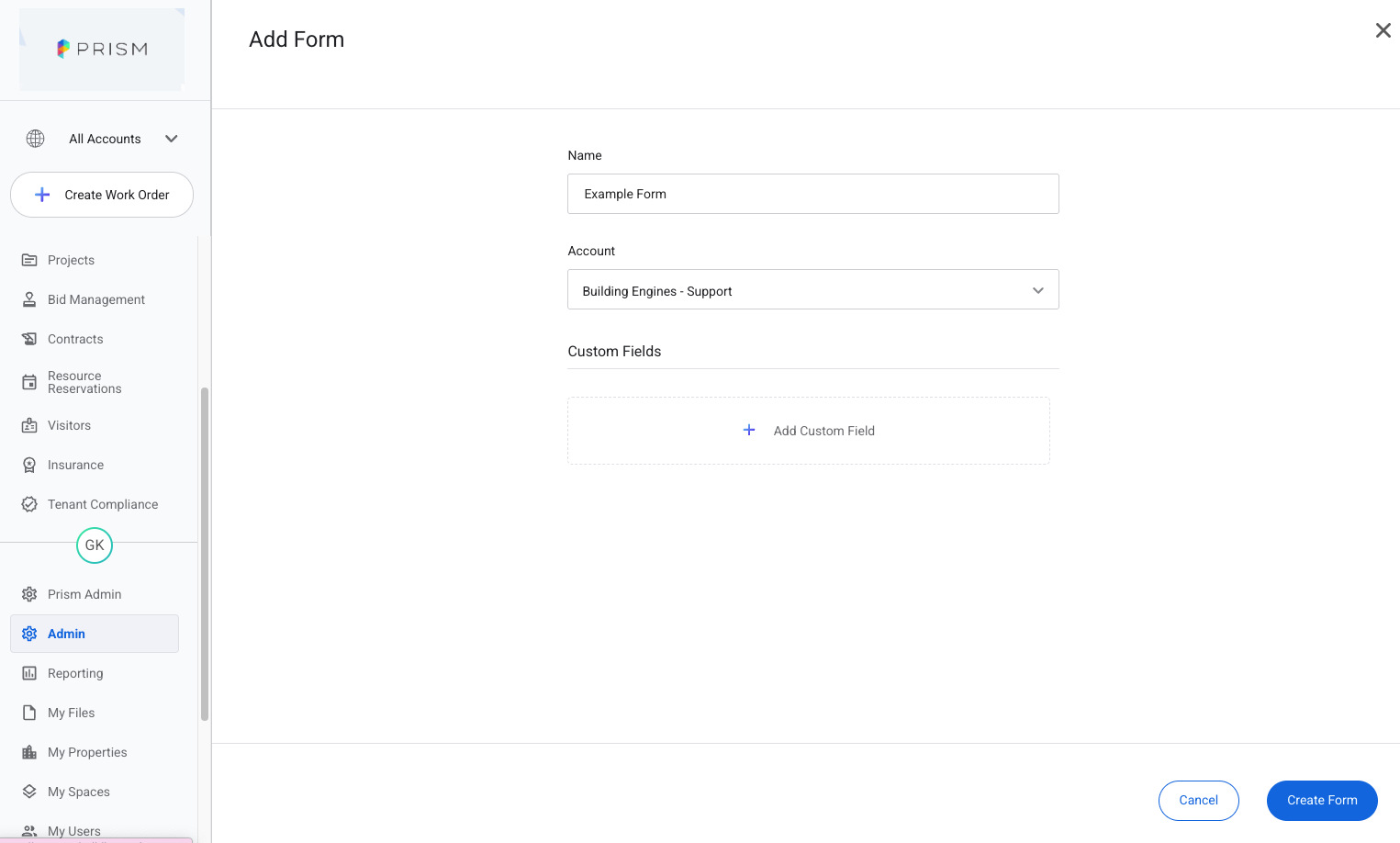 Adding Forms to Work Orders – Prism Support Center