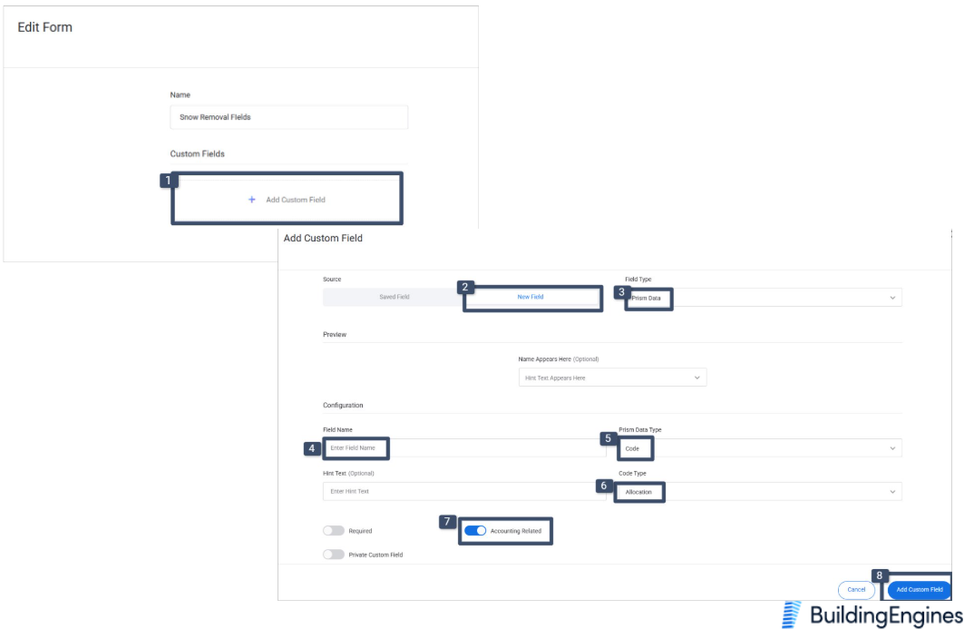 Allocation Codes on Work Orders and Custom Forms – Prism Support Center
