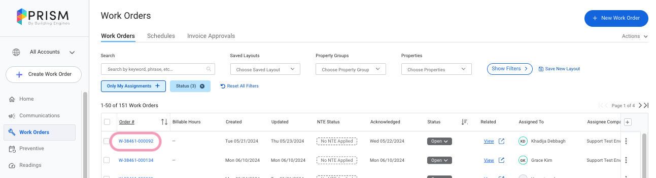 Adding Equipment to Work Orders – Prism Support Center