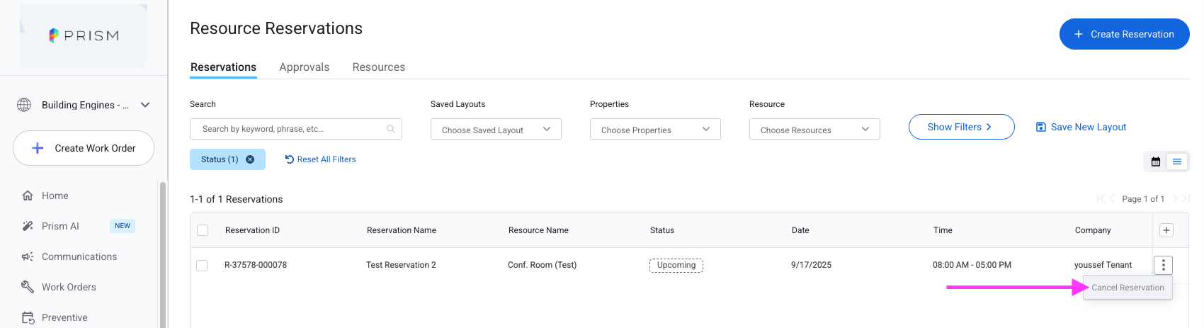 How to Edit/Cancel a Reservation – Prism Support Center