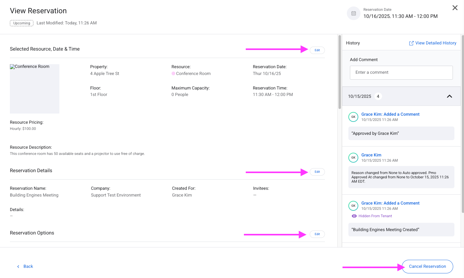 How to Edit/Cancel a Reservation – Prism Support Center
