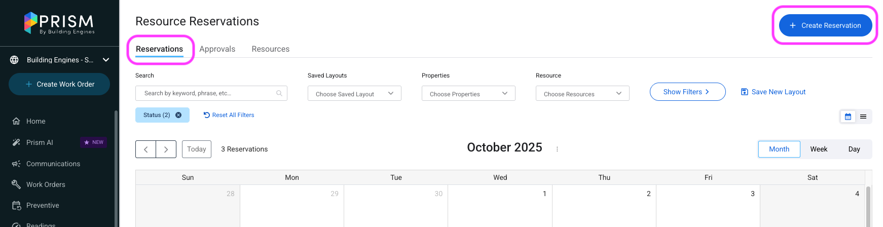 How to Create a Reservation – Prism Support Center