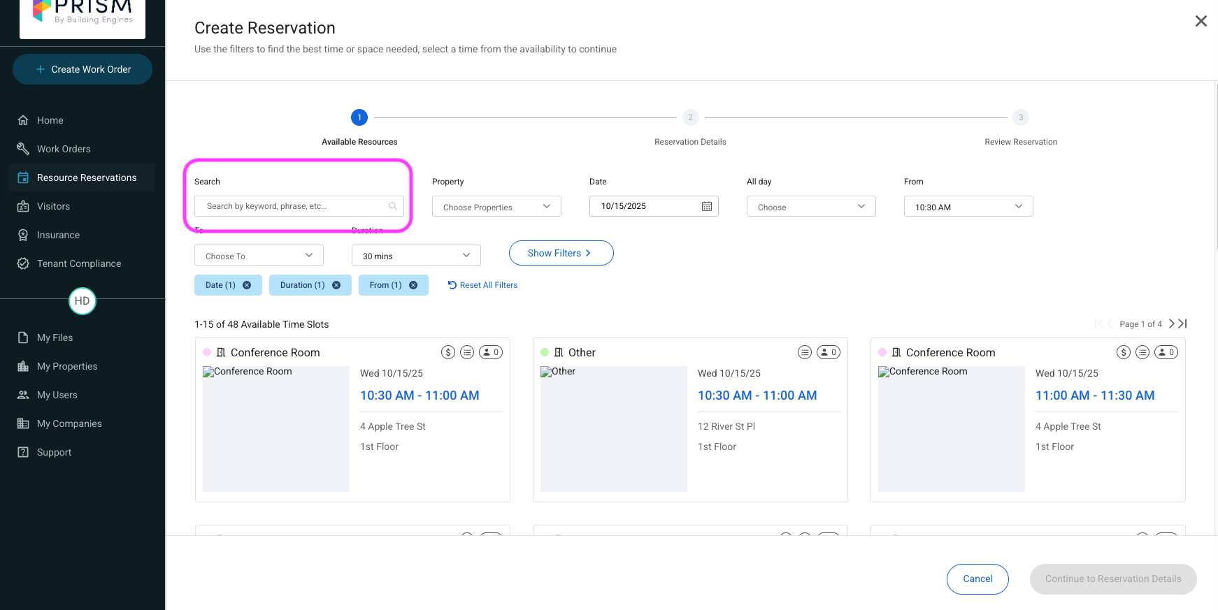 How to Create a Reservation – Prism Support Center