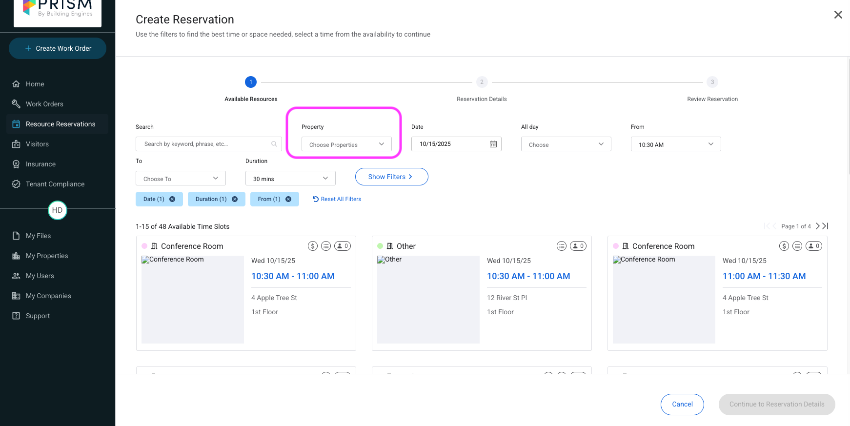 How to Create a Reservation – Prism Support Center