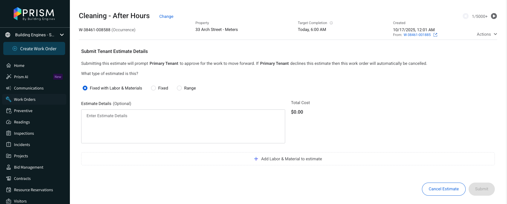 Enhanced Tenant Estimate Workflow Including Labor & Material Totals ...