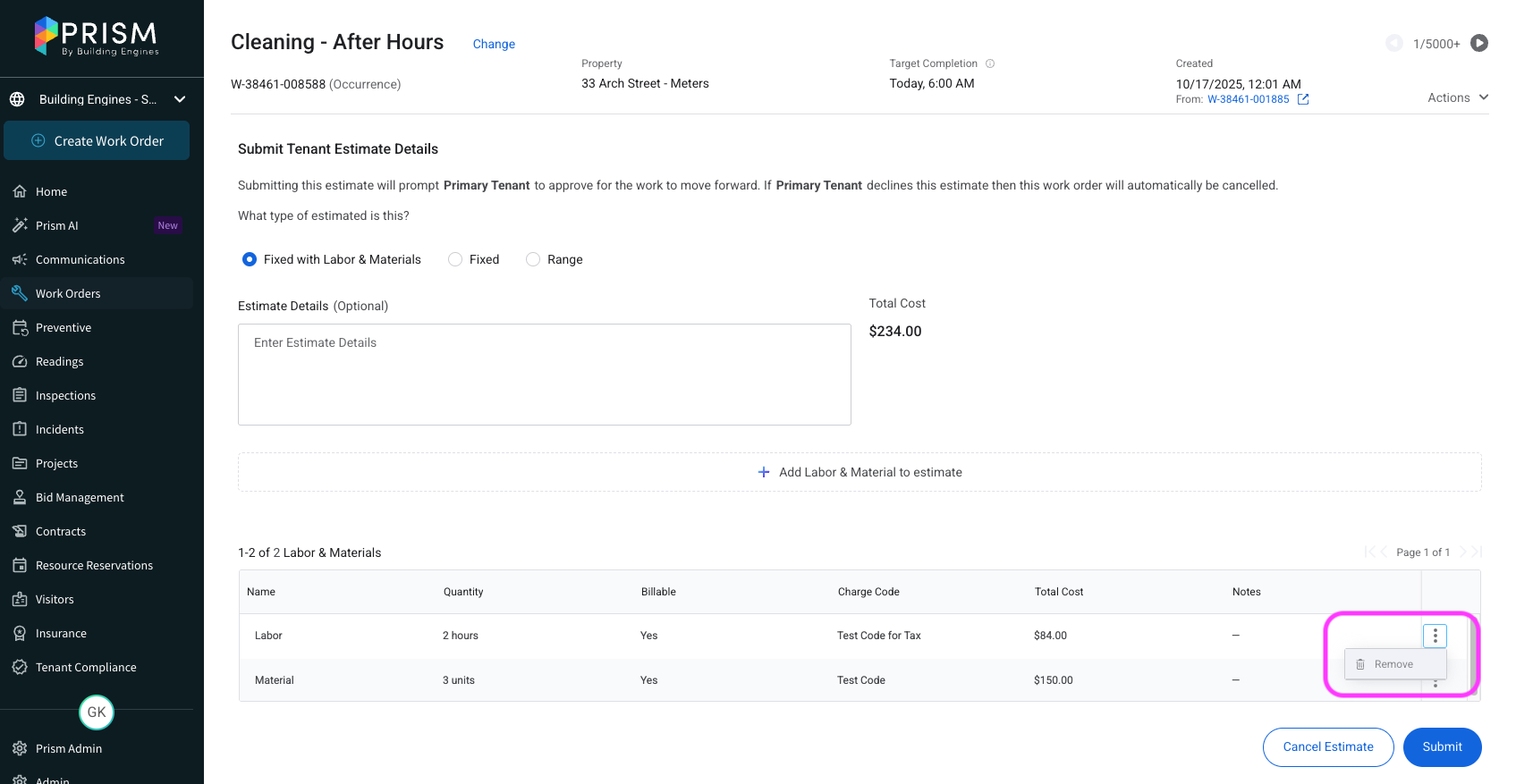 Enhanced Tenant Estimate Workflow Including Labor & Material Totals ...