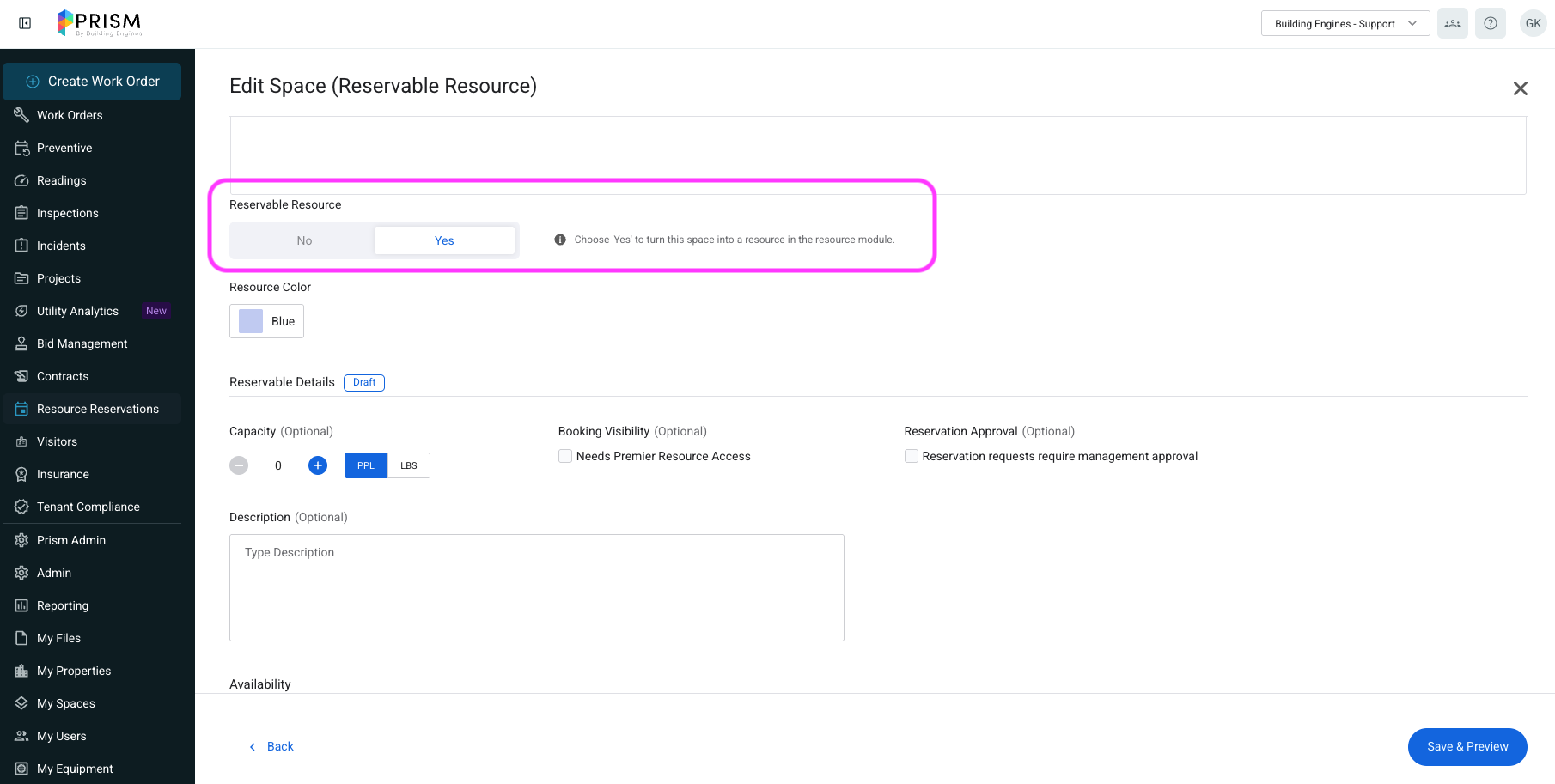 How to Create and Configure a Bookable Resource – Prism Support Center